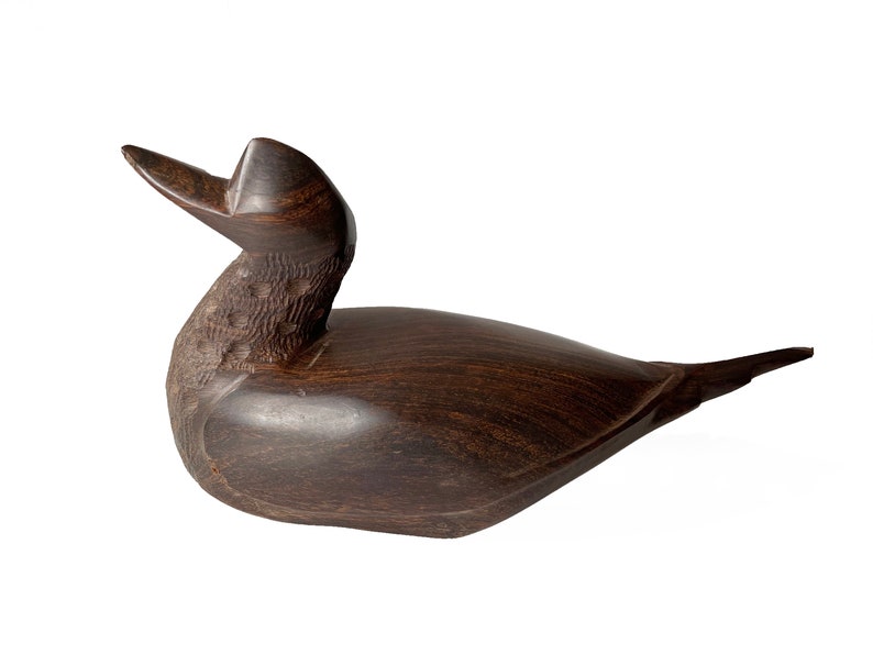Vintage Solid Wood Hand Carved Duck Figure Rosewood, Mahogany or Walnut ...