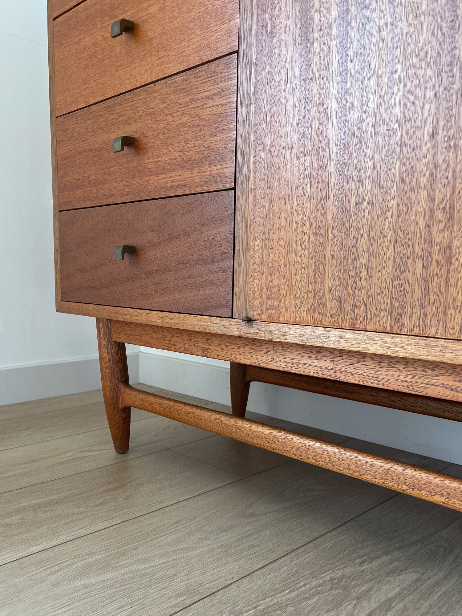 Antique Mid Century Modern MCM Narra Wood Buffet Cabinet Console Table ...