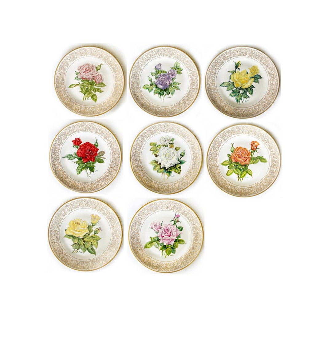 Complete Set of 8 Boehm Rose Plates Limited Edition by Edward - Etsy