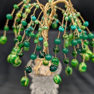 Beaded Tree of Life, Glass Seed Bead Hand Crafted Tree, Green & Gold, 6 ...