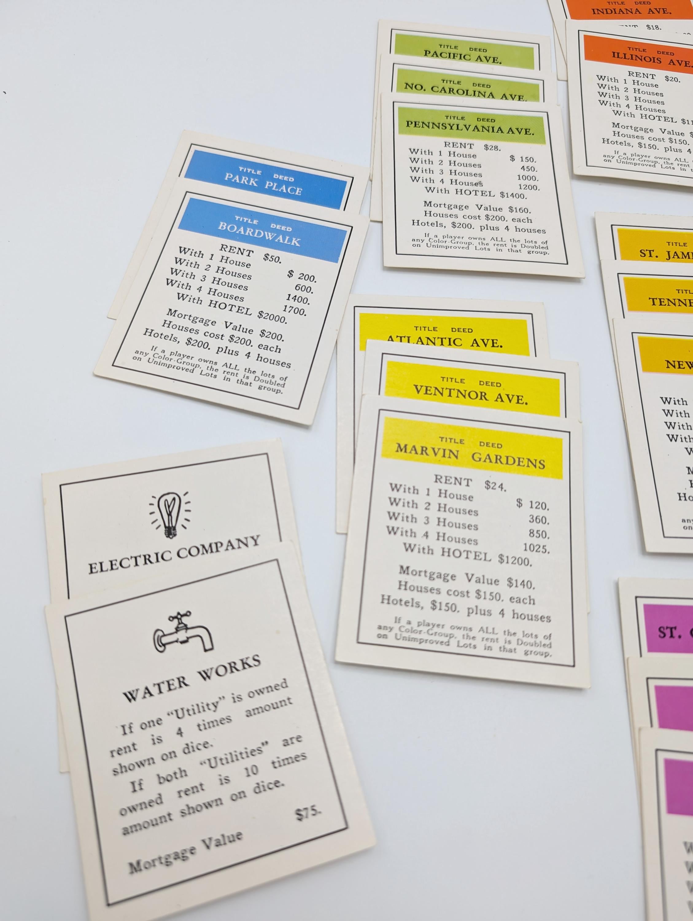 Monopoly Replacement Deed Property Cards Full Set 1961 - Etsy