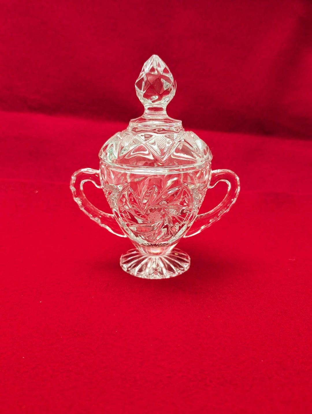 Pinwheel Crystal Candy Dish: Etched Glass Sugar Bowl With Lid - Etsy