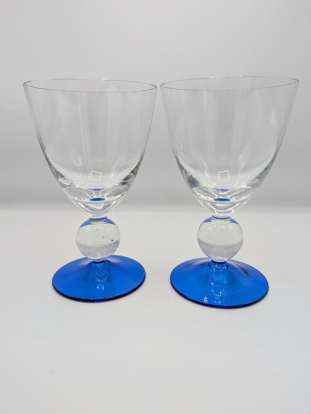 Vintage Glass Cocktail Cup, Cobalt Blue Base, Sphere Stem, Mid Century ...