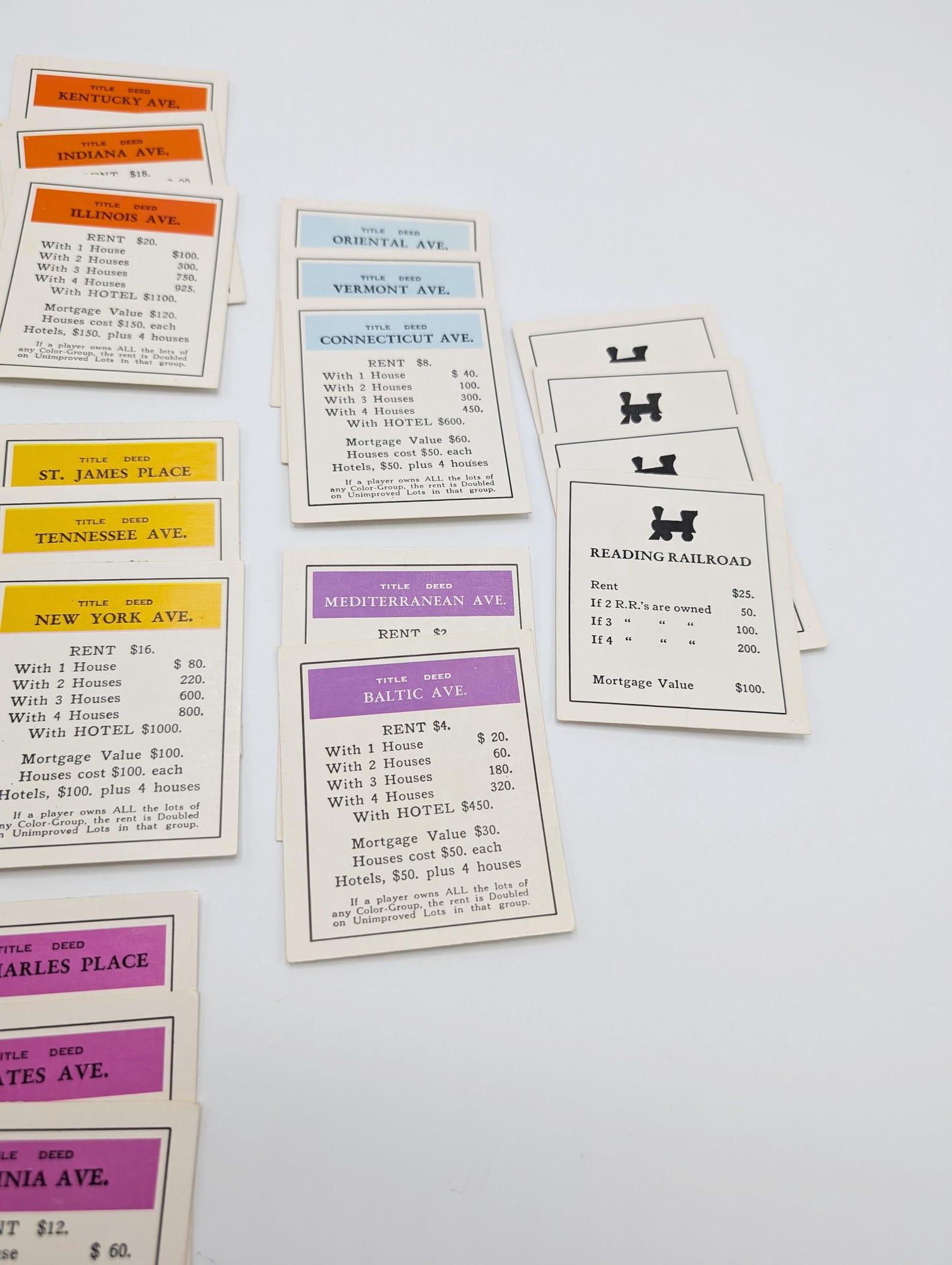 Monopoly Replacement Deed Property Cards Full Set 1961 - Etsy