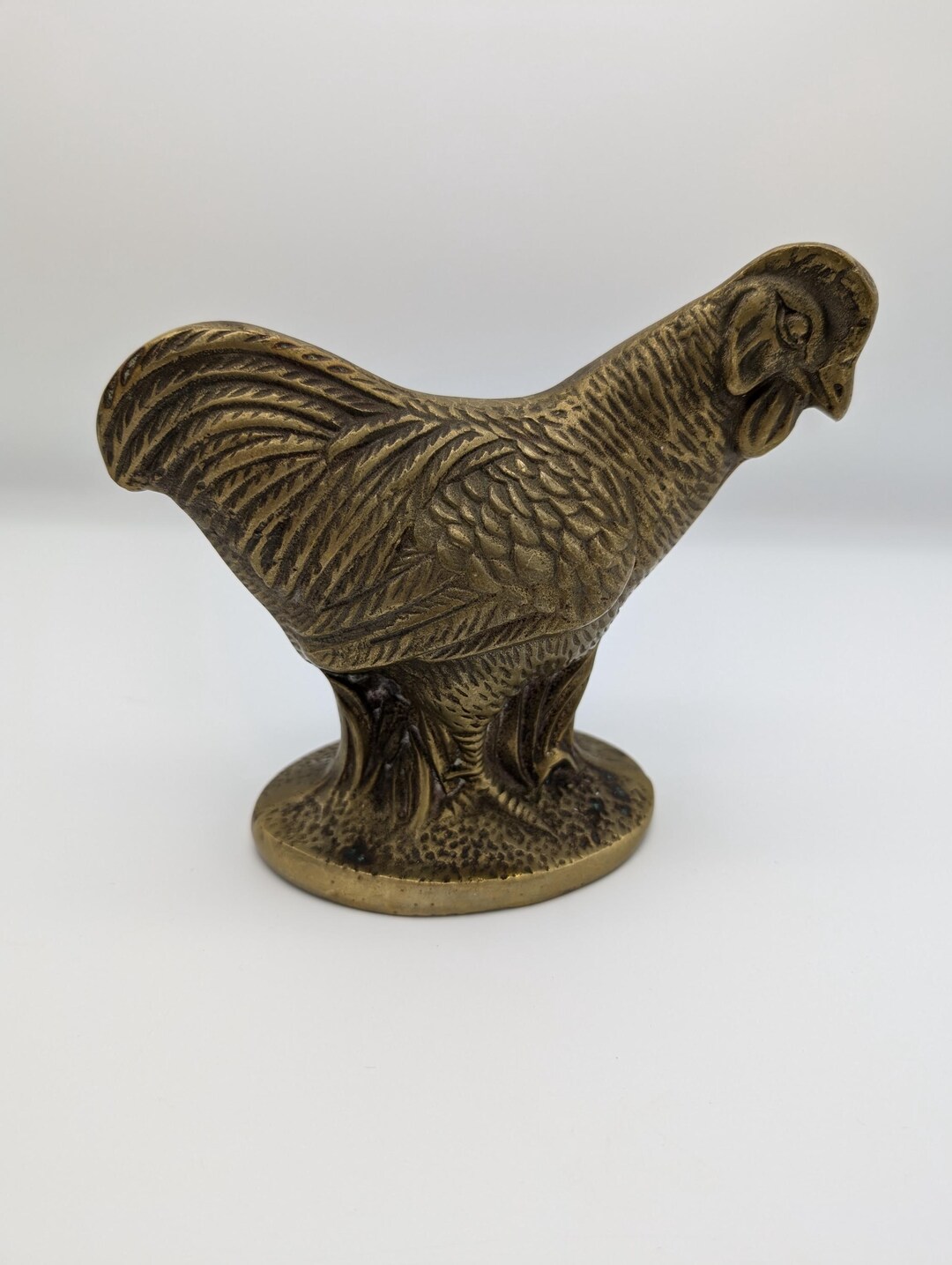 Vintage Brass Chicken Statue, Solid Brass Hen, Farm Décor 5.5 Inch Tall ...