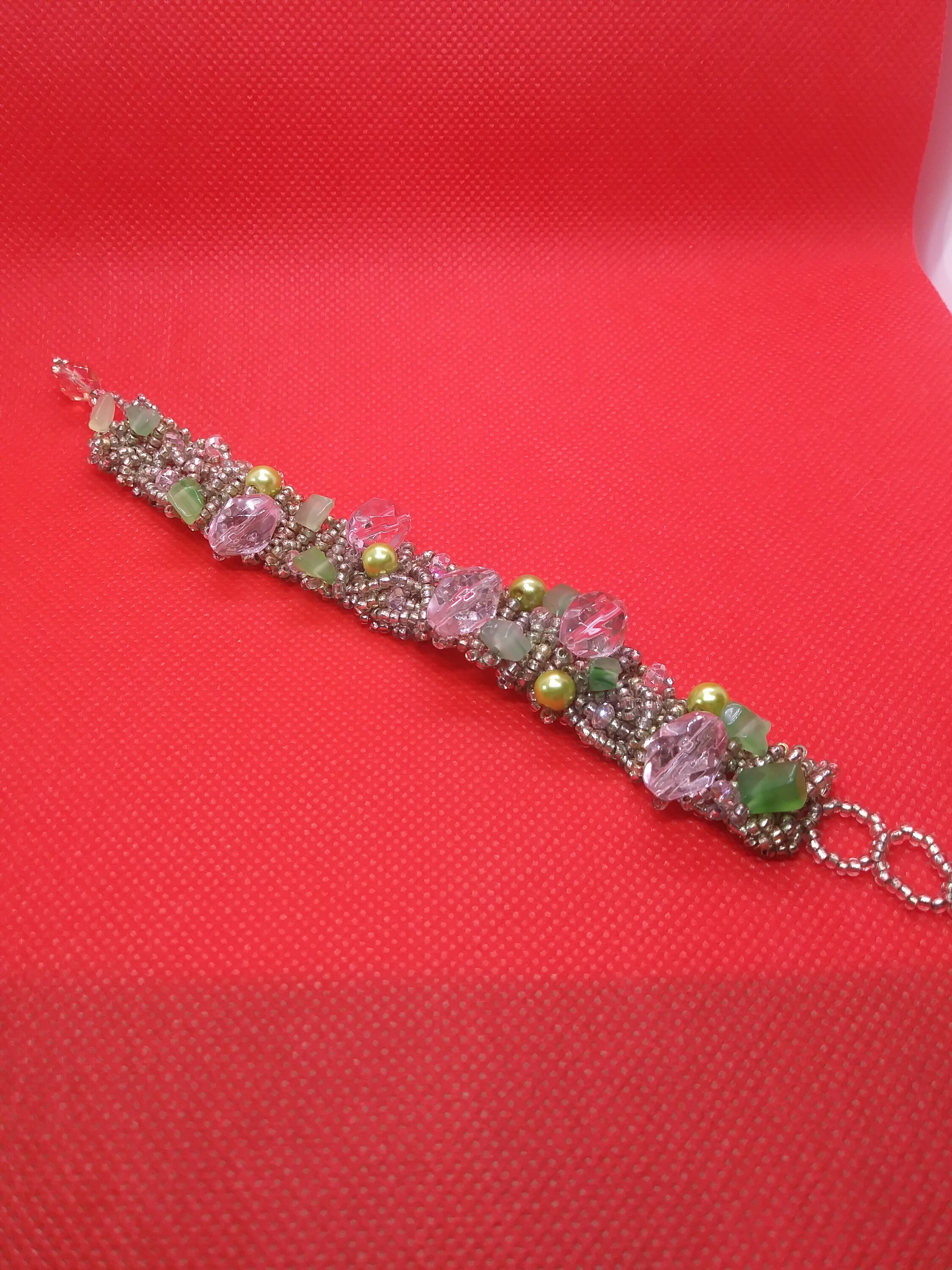 Hand Crafted Natural Stone Malacite and Glass Bead Woven - Etsy