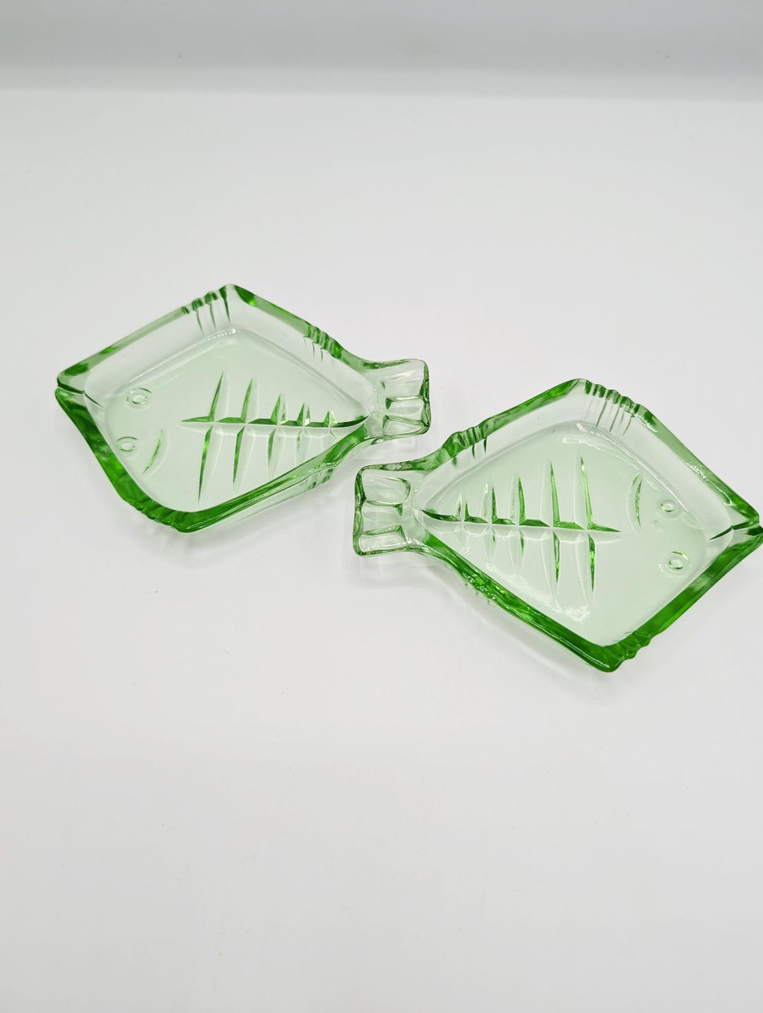 Green Glass Fish Shaped Sauce Dishes, Set of 2 - Etsy