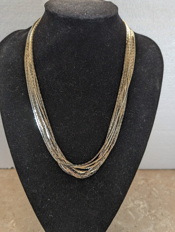 10 Strands Stainless Steel Herringbone Chain Necklace… - Gem