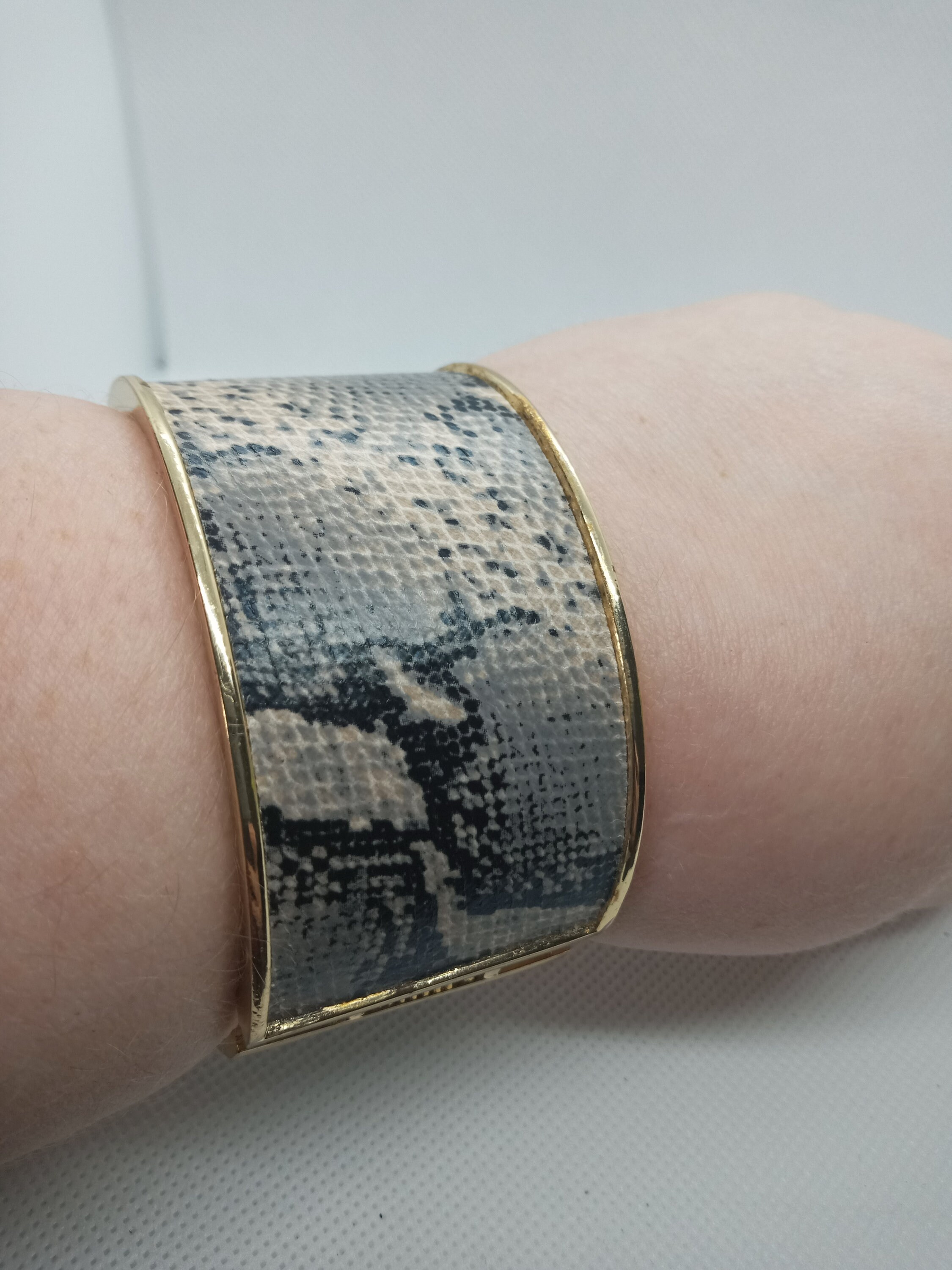 Wide Gold Tone Snake Skin Pattern Metal Cuff Bracelet / - Etsy