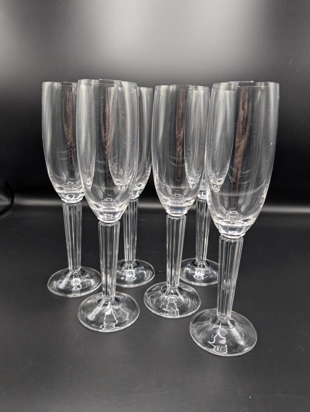 Mikasa Diamond Pleats Fluted Champagne Crystal Wine Glass Set, 9.6" 6 ...