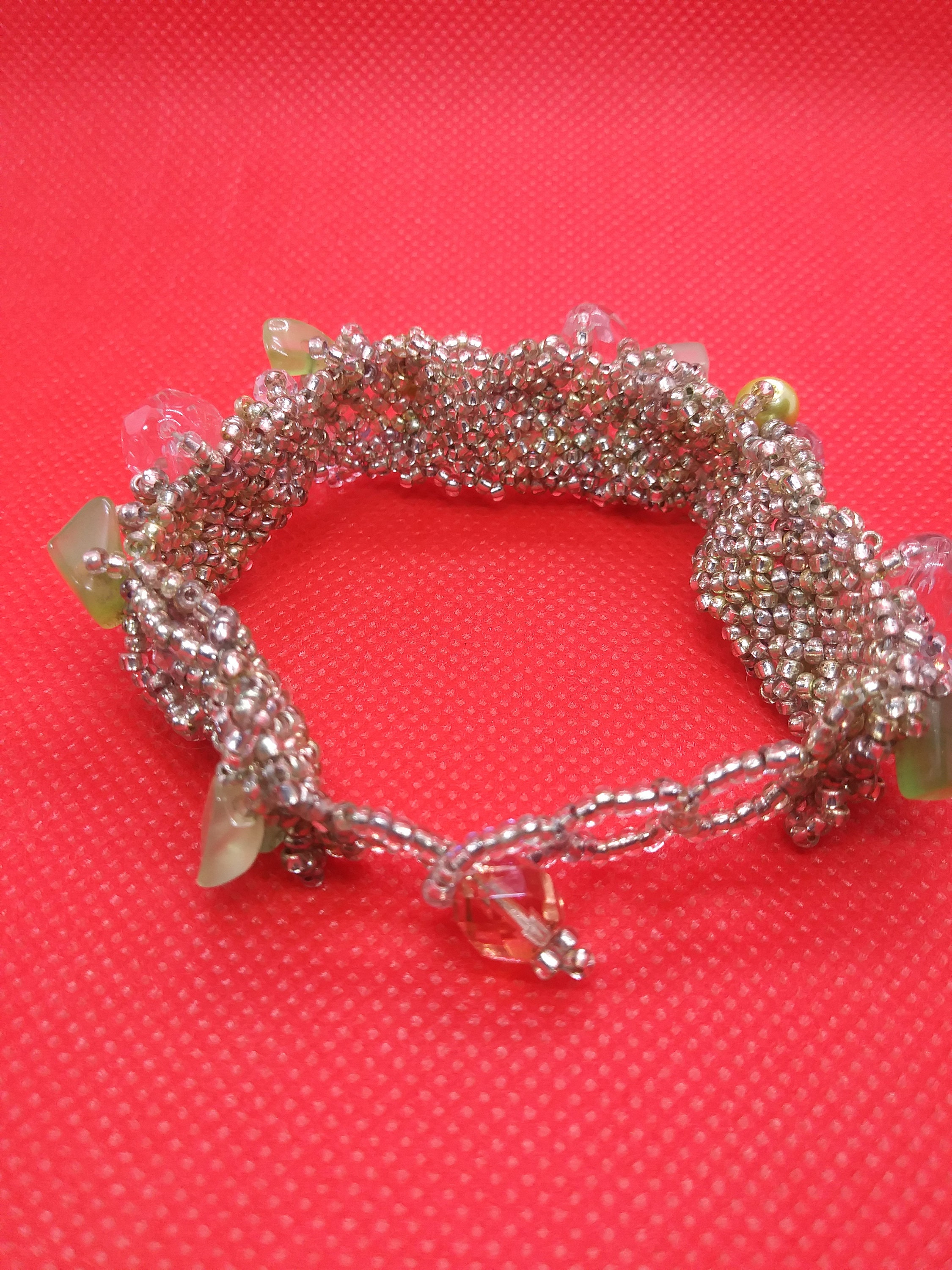 Hand Crafted Natural Stone Malacite and Glass Bead Woven - Etsy