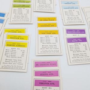 Monopoly Replacement Deed Property Cards Full Set 1961 - Etsy