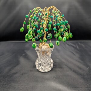Beaded Tree of Life, Glass Seed Bead Hand Crafted Tree, Green & Gold, 6 ...