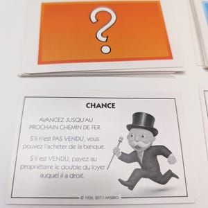 FRENCH Monopoly Replacement Chance & Community Chest Cards, Set of 32 ...