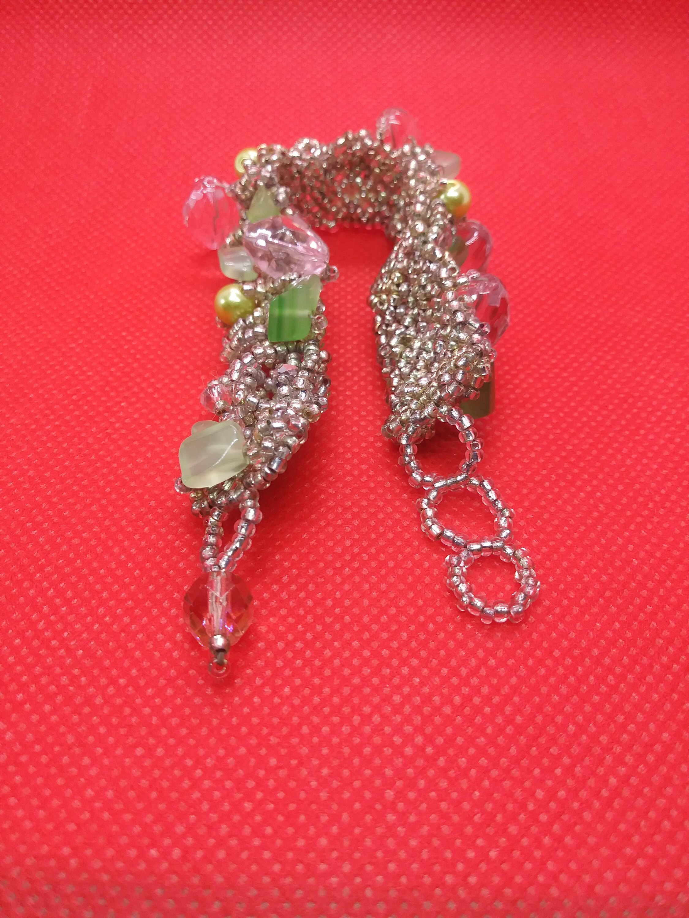 Hand Crafted Natural Stone Malacite and Glass Bead Woven - Etsy