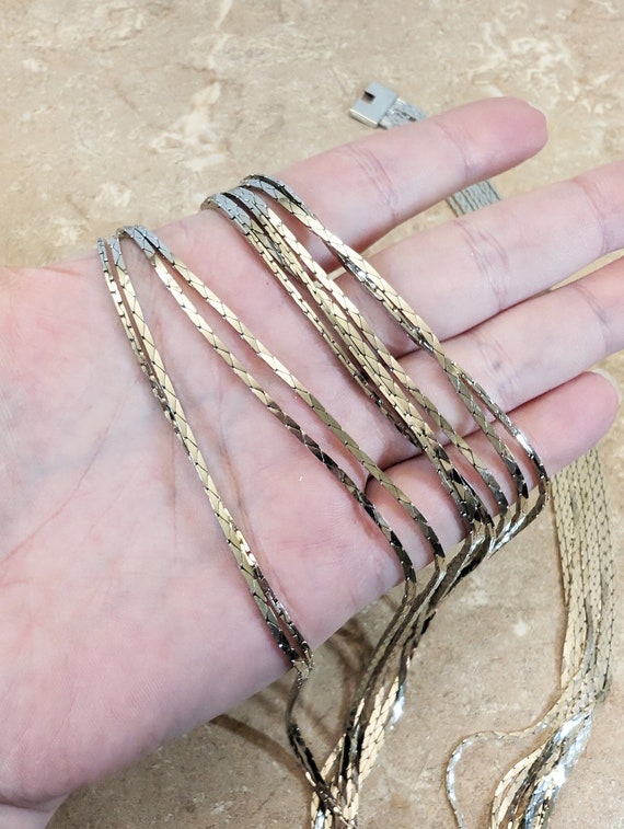10 Strands Stainless Steel Herringbone Chain Necklace… - Gem