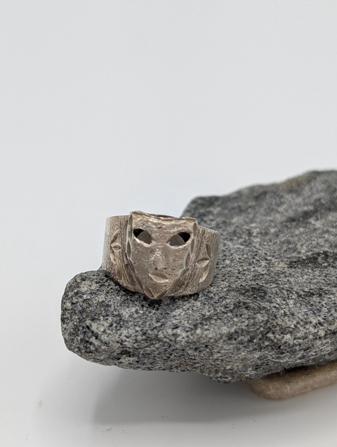 Antique Sterling Silver Tribal Mask Ring, Size 6, Dutee Wilcox, 925 ...