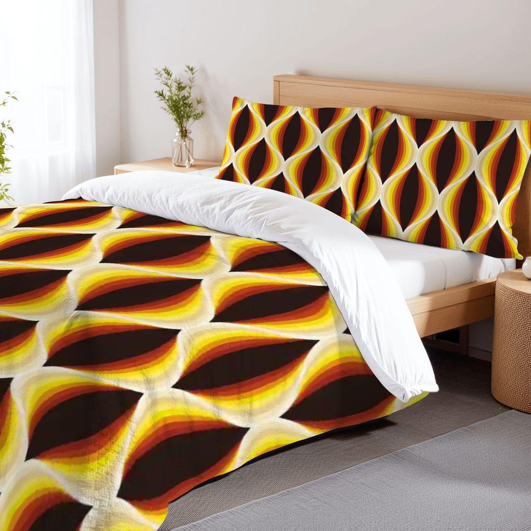 Retro 60s 70s Duvet Cover Set: Mid-century Modern Bedding (80x90 ...