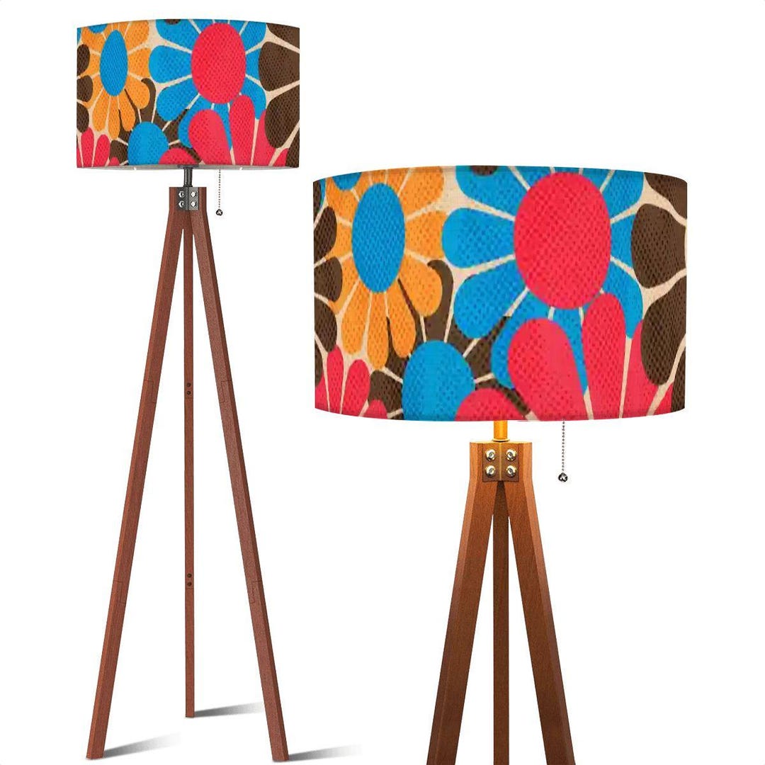 70s Retro Wooden Tripod Floor Lamp: Mid-century Modern Style, Smart LED ...