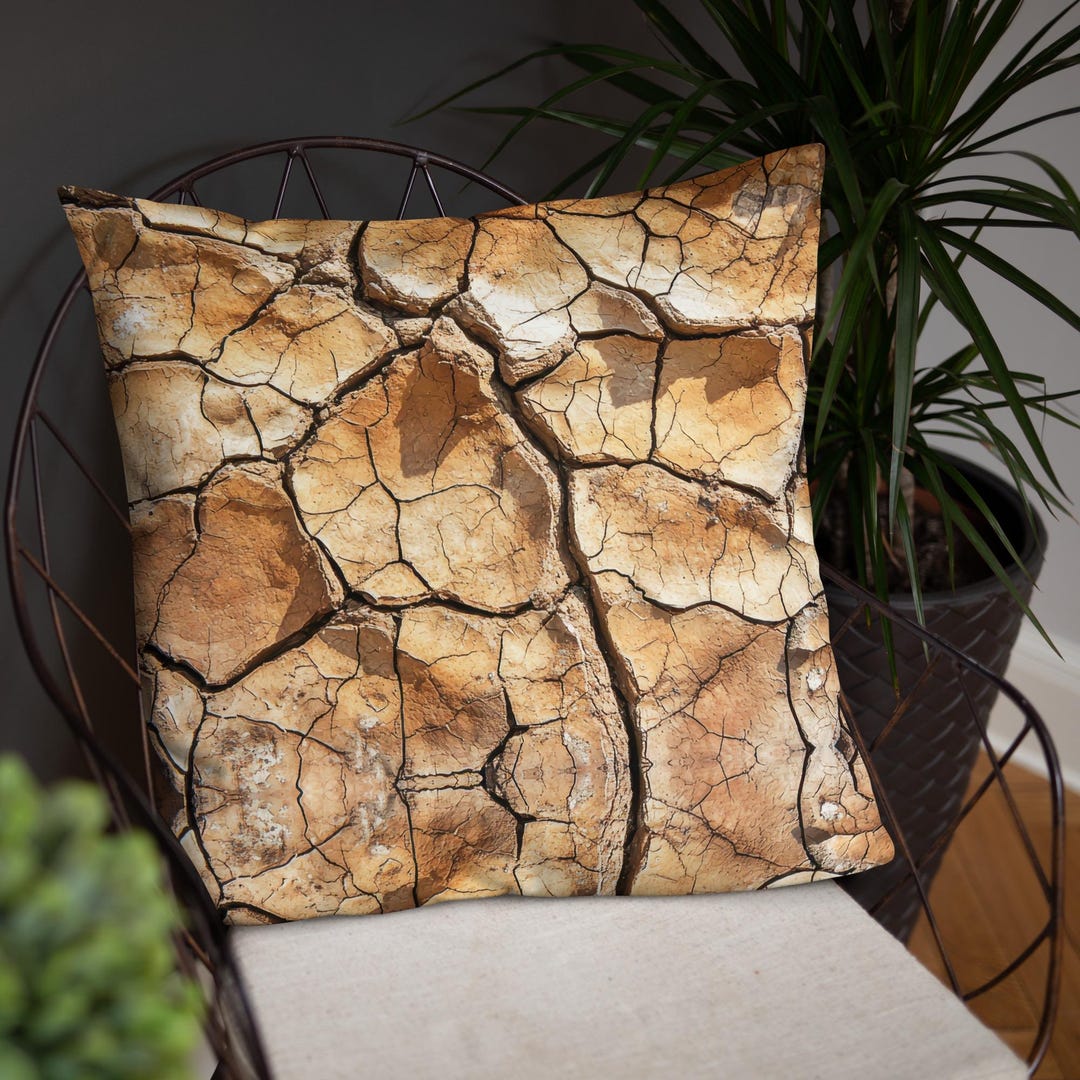 RUSTIC DESERT AESTHETIC Pillow Cracked Earth Art Print Drought Pattern ...