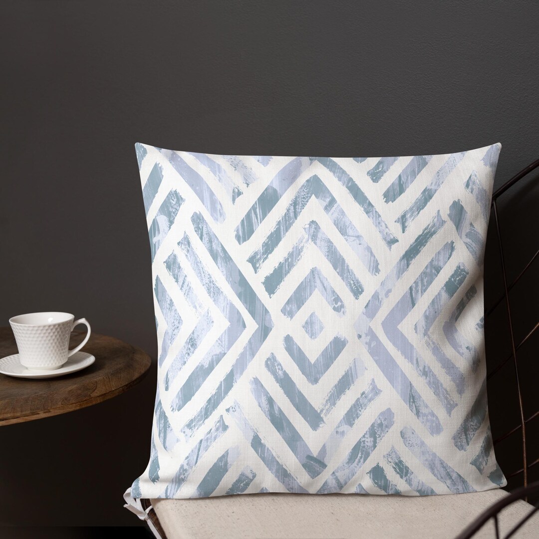Blue Geometric Pillow: Vintage Inspired Farmhouse Decor - Etsy