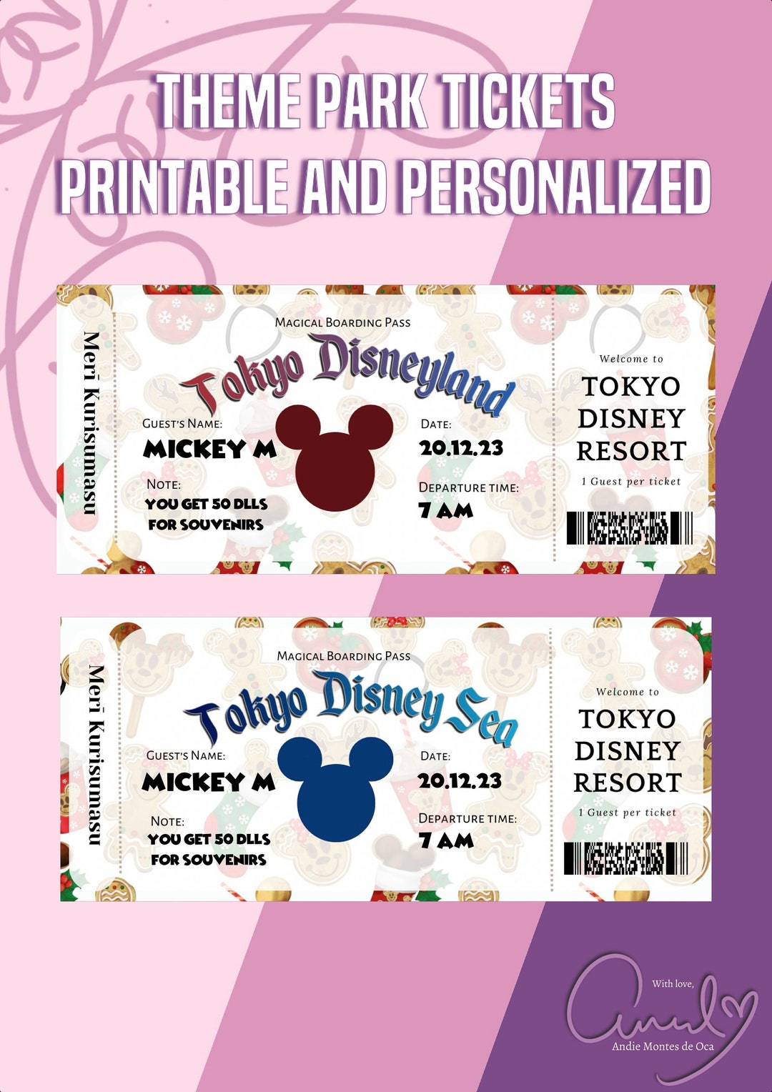 Theme Park Custom Printable Tickets - Etsy