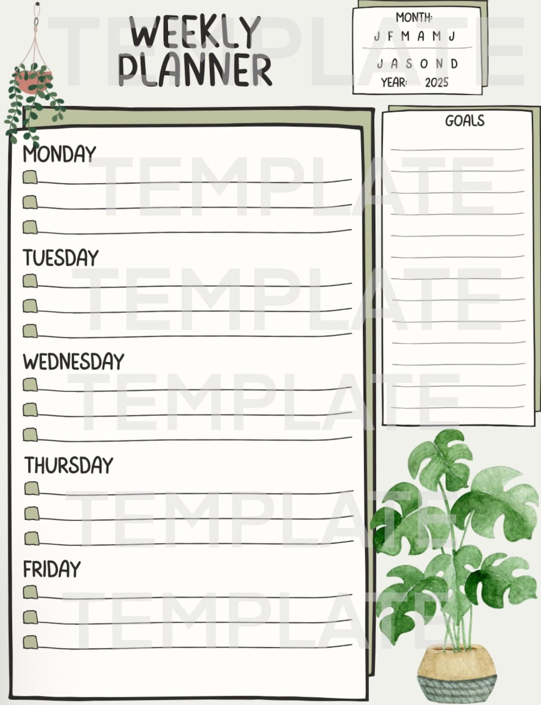 Weekly Planner | Simple Week Planner Template Canva | Printable Weekly ...