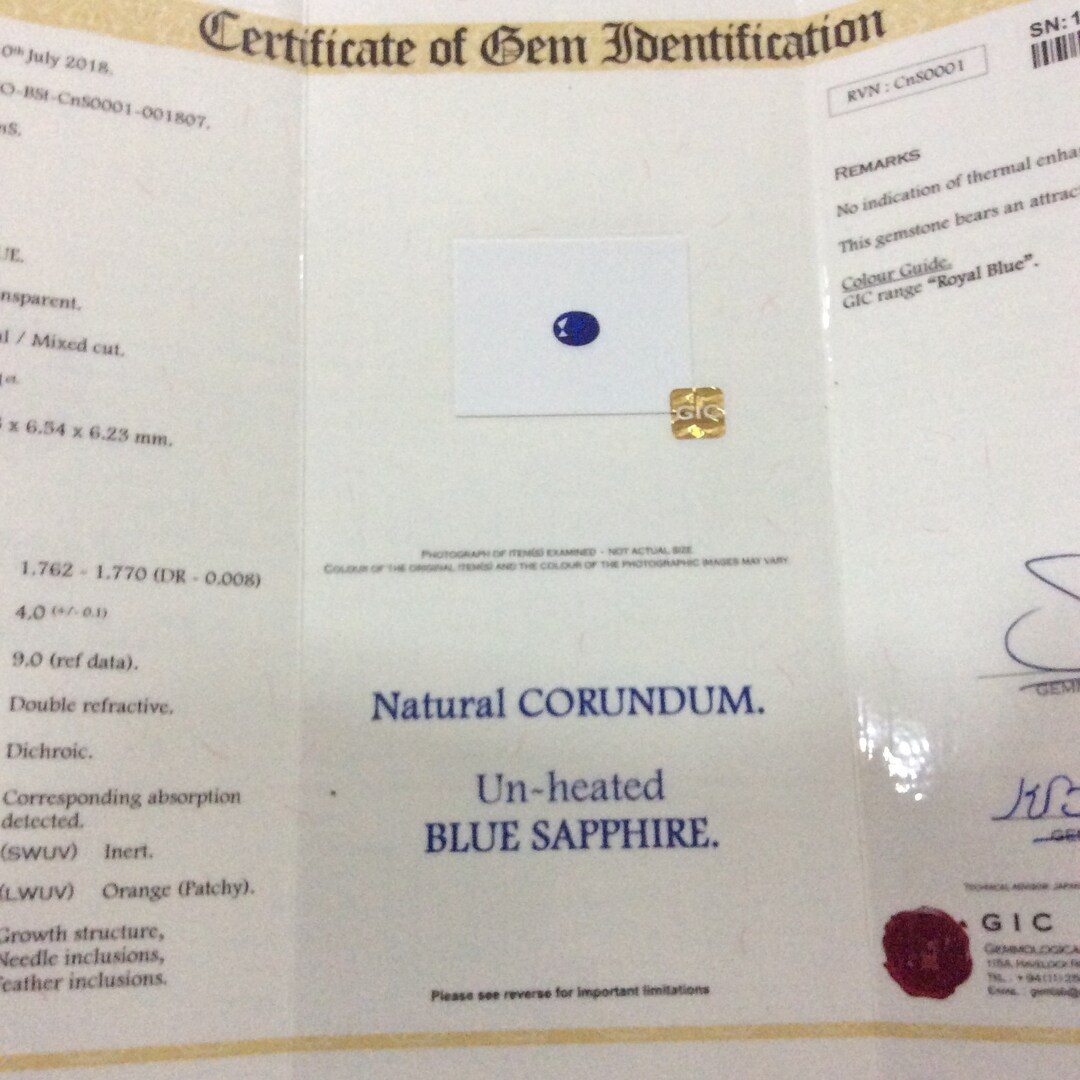 GIC Gemstone Certificate (additional Charge) - Etsy
