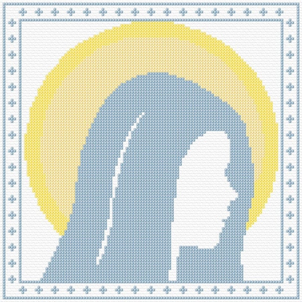 Virgin Mary With Border Cross Stitch Pattern PDF Pattern Digital ...