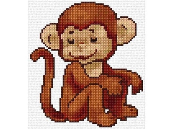Cute Monkey Cross Stitch Pattern PDF Pattern Digital Download | Etsy