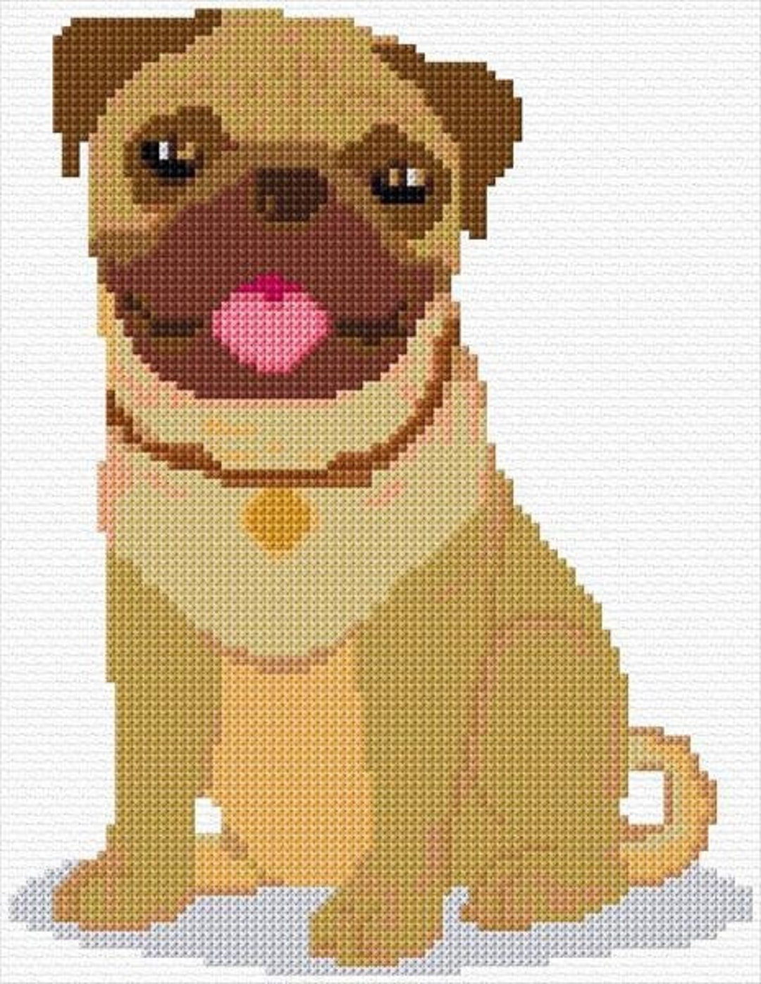 Pug Dog Cross Stitch Pattern PDF Pattern Digital Download Counted Cross ...