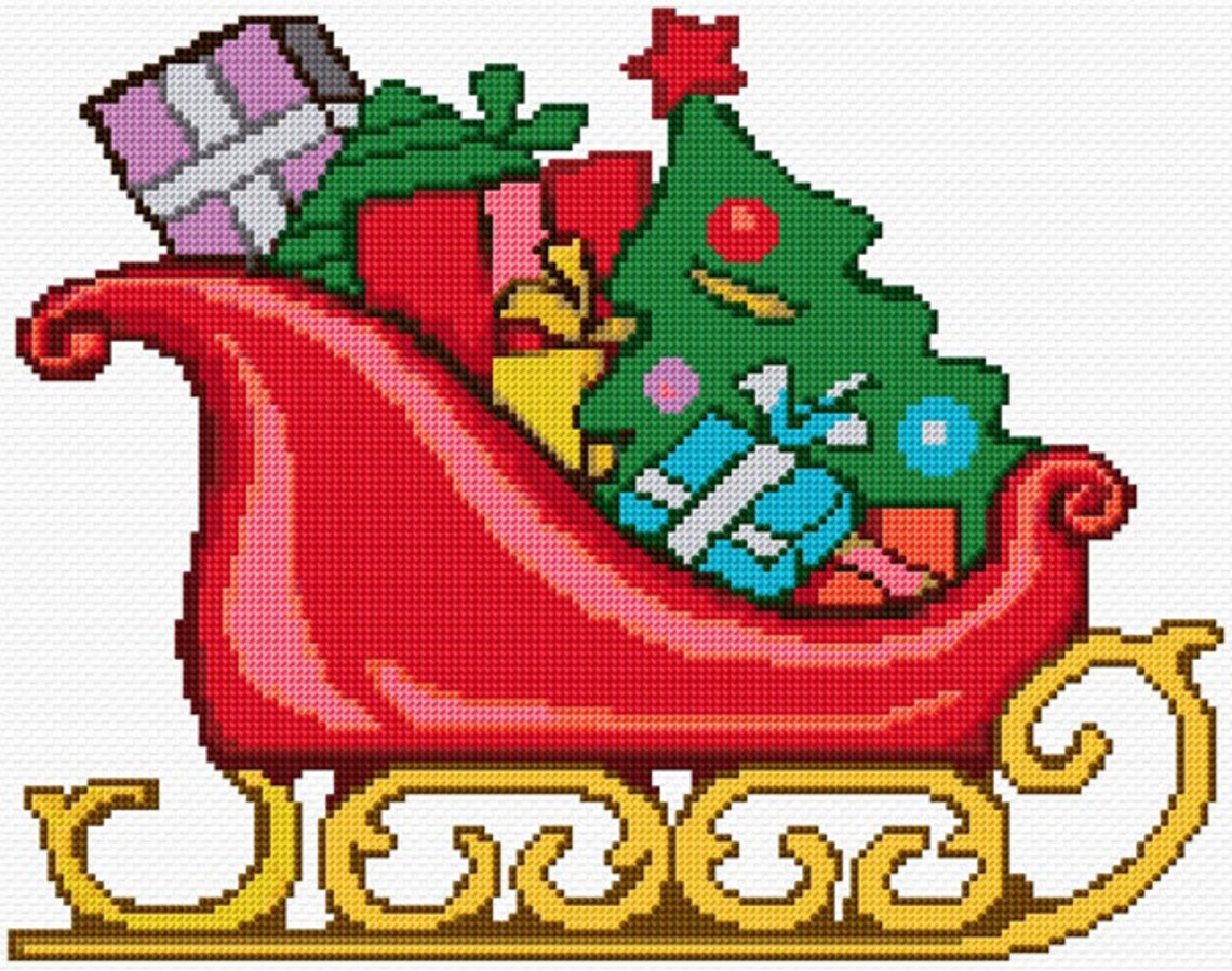 Santa Sleigh/Sledge Cross Stitch Pattern PDF Digital Pattern | Etsy
