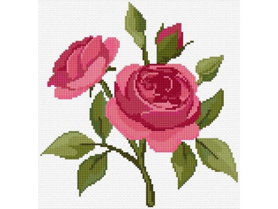 Pink Roses Cross Stitch Pattern PDF Pattern Digital Download Counted ...