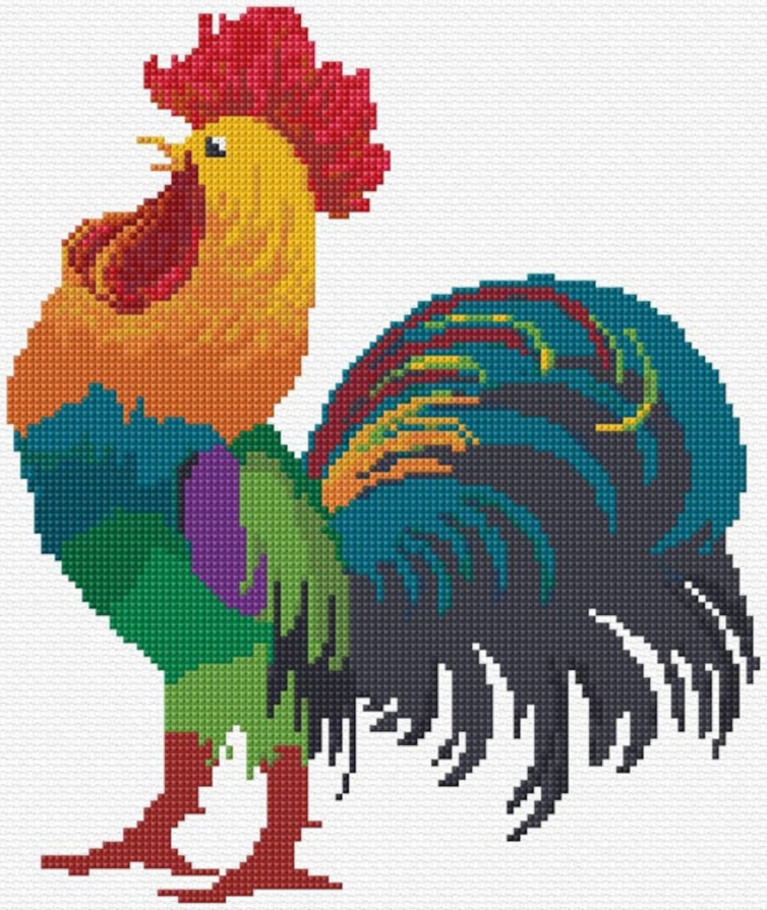 Rooster Cross Stitch Pattern PDF Pattern Digital Download Counted Cross ...