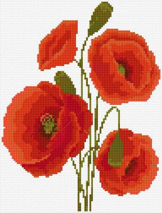 Poppy Cross Stitch Pattern PDF Pattern Digital Download - Etsy