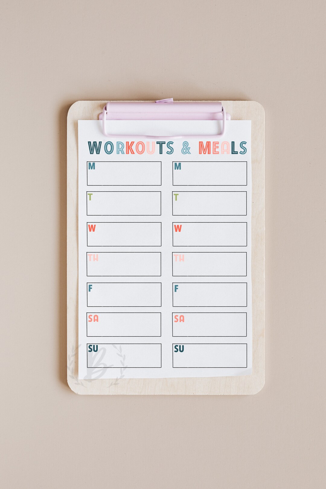 Weekly Meal and Workout Planner // Download Digital Printable Planner ...