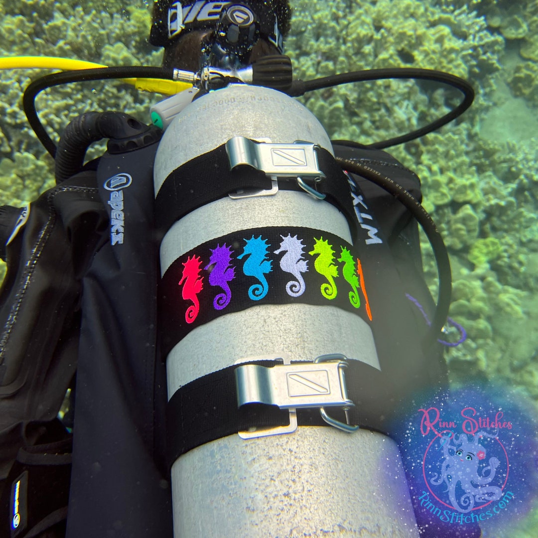 Neon Seahorses Scuba Tank Band, Dive Buddy ID - Etsy
