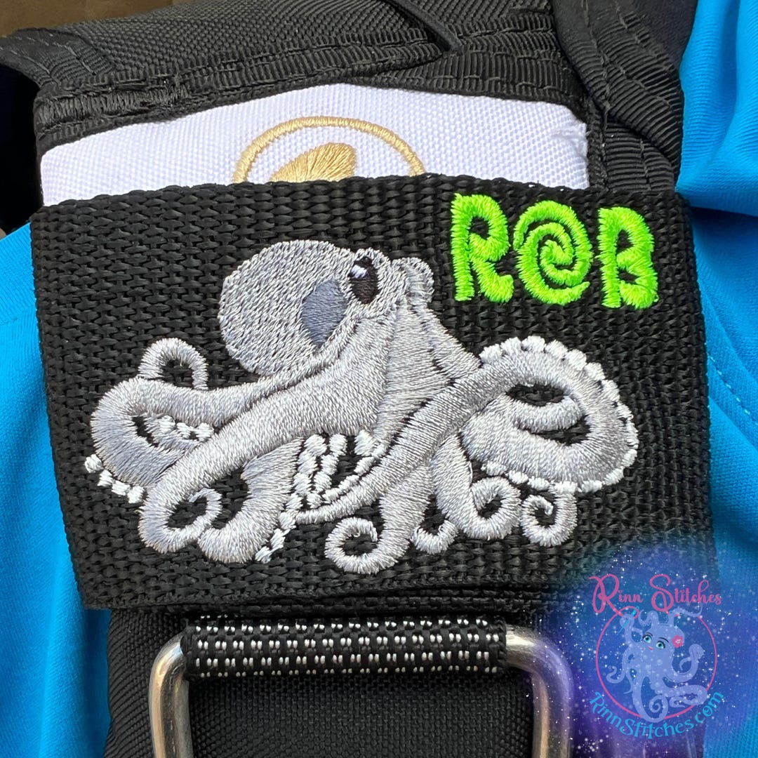 Personalized Octopus Embroidered Scuba BCD Tag - Diver Gift - Etsy