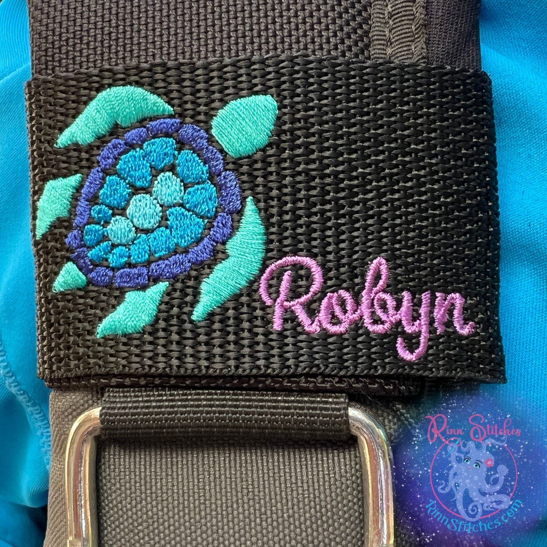Sea Turtle Multicolor Shell Personalized Embroidered BCD Tag Made on ...