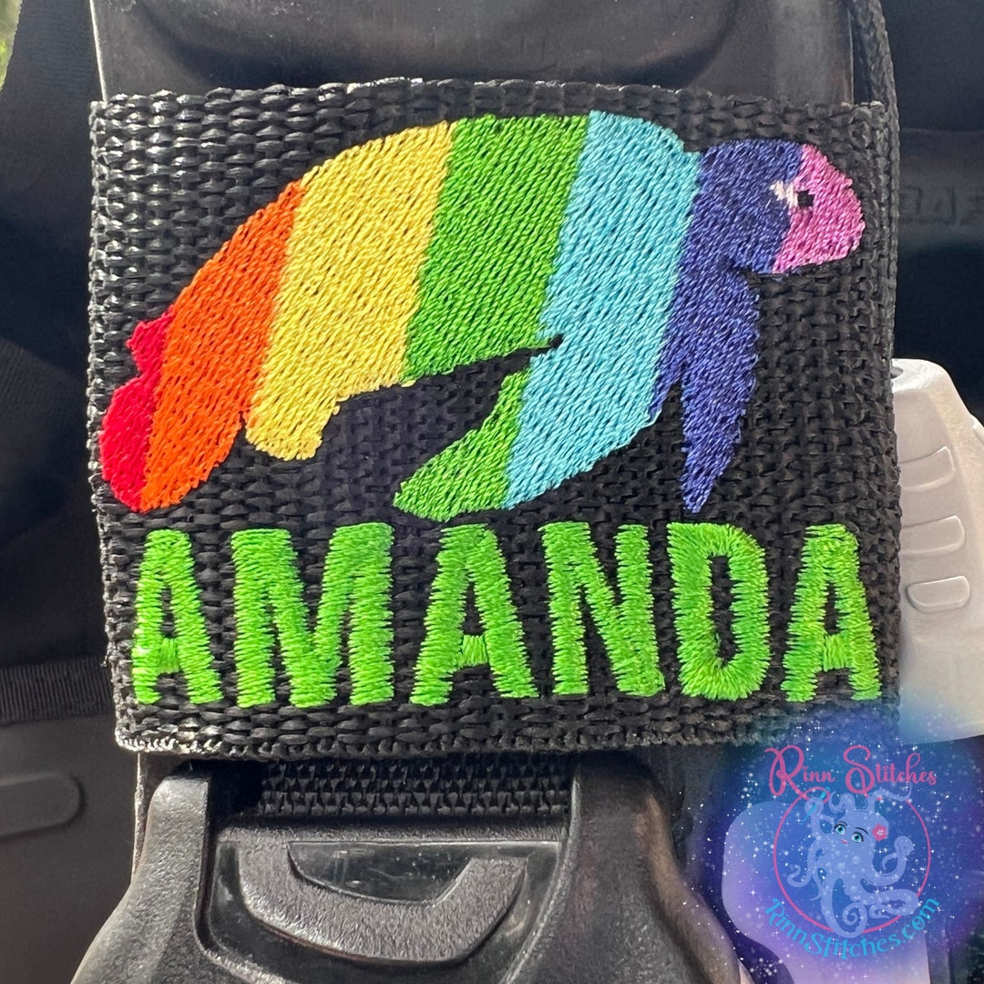 Rainbow Sea Turtle Embroidered BCD Tag: Personalized Scuba Diving Gift ...