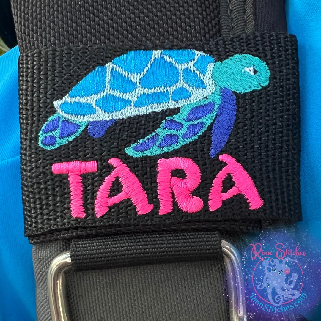 Personalized Sea Turtle Embroidered BCD Tag: Scuba Diver Gift, Made on ...