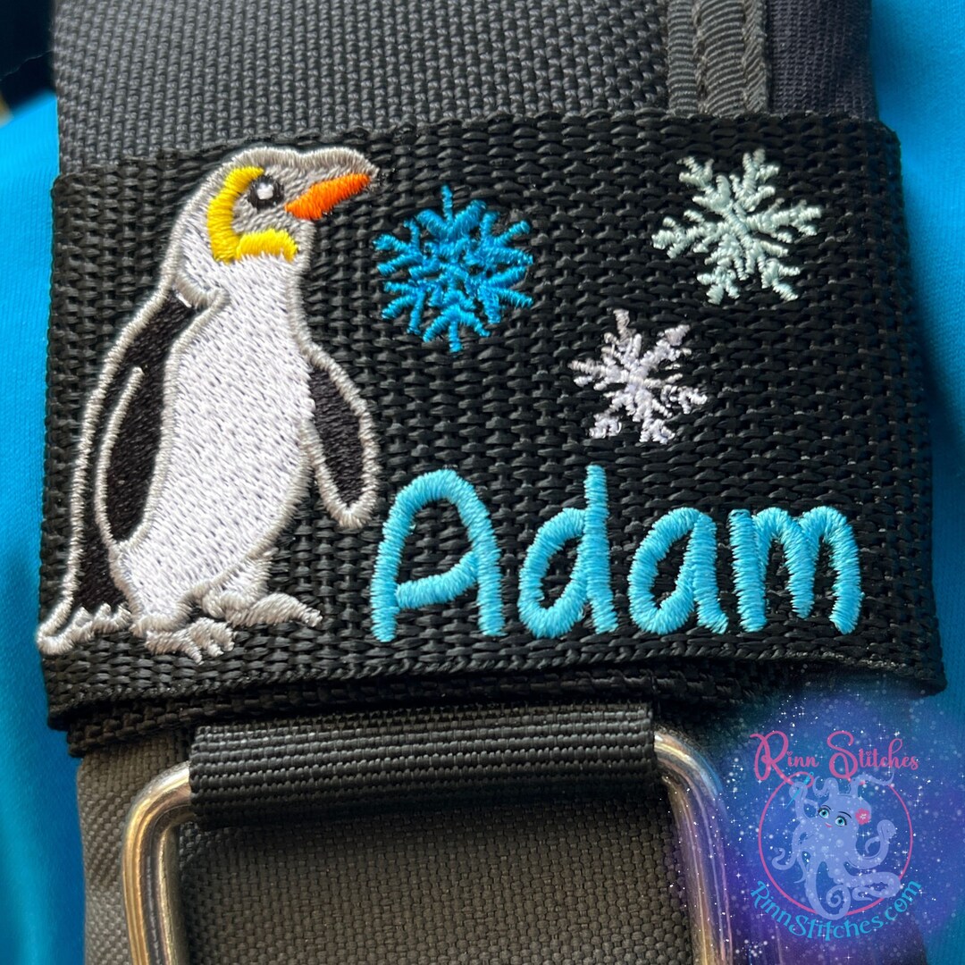 Personalized Penguin Embroidered Scuba BCD Tag - Diver Gift, Made on ...
