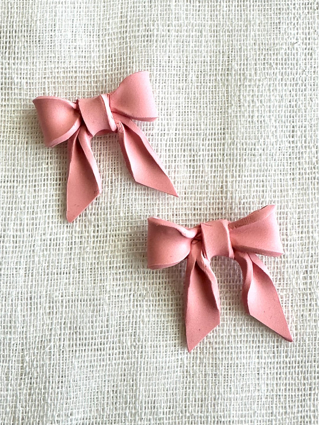 Pastel Pink Bow Lightweight Polymer Clay Bow Stud Earrings, Bow ...