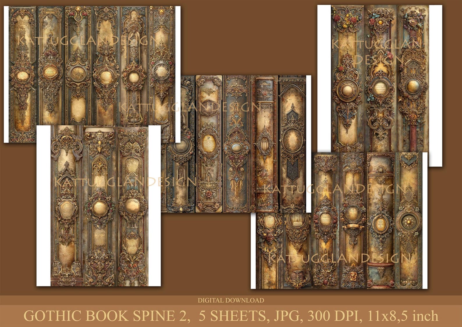 Gothic Book Spine 2, Digital Download, Junk Journal, Scrapbooking ...