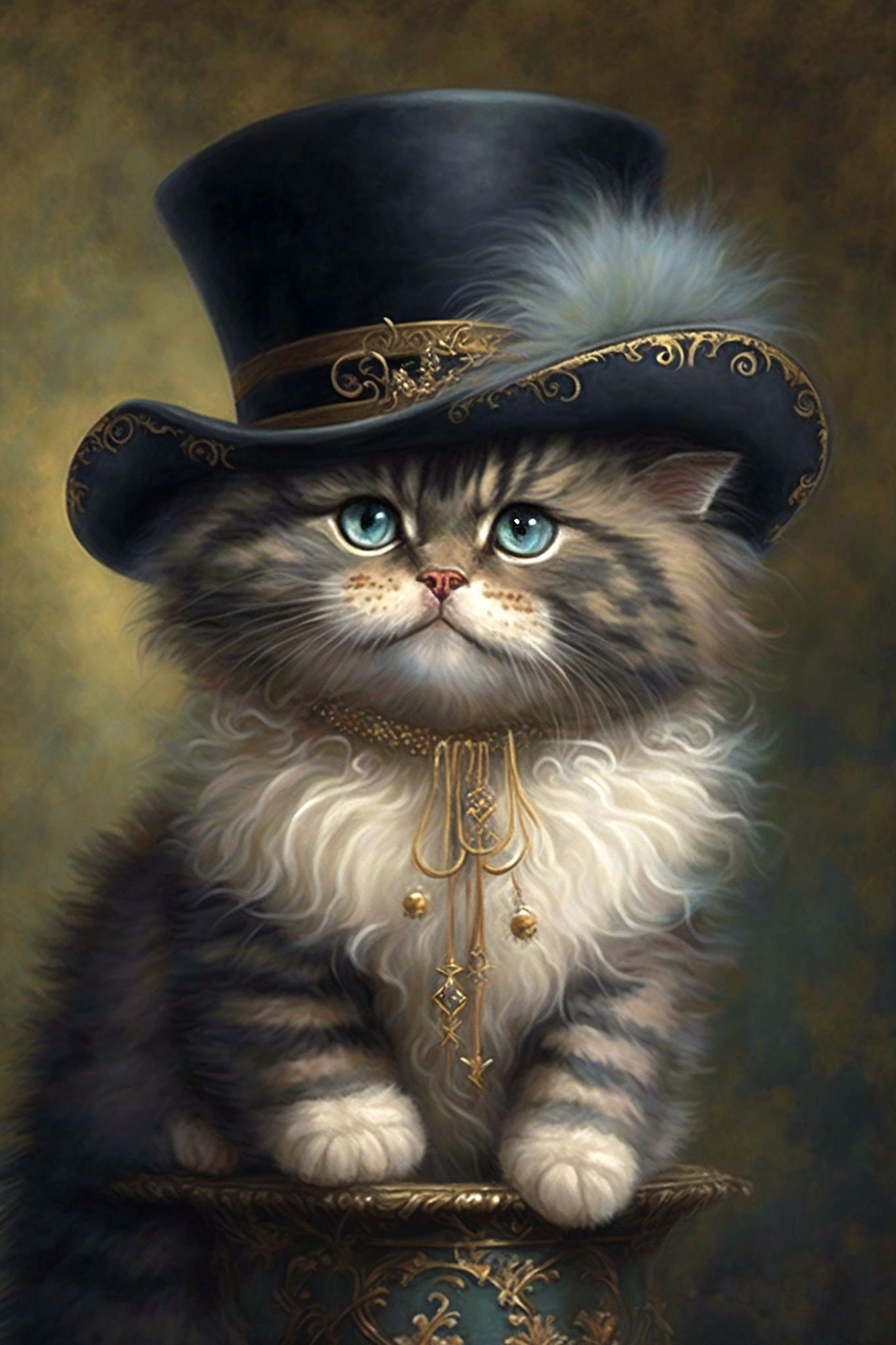 Cat Hat Kids Room Romantic Digital Download AI Digital - Etsy