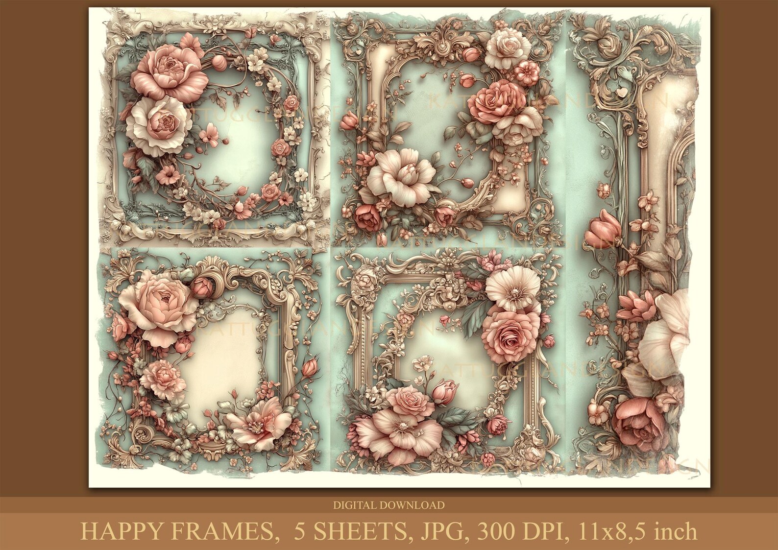 Happy Frames, Digital Download, Junk Journal, Scrapbooking, Commercial ...