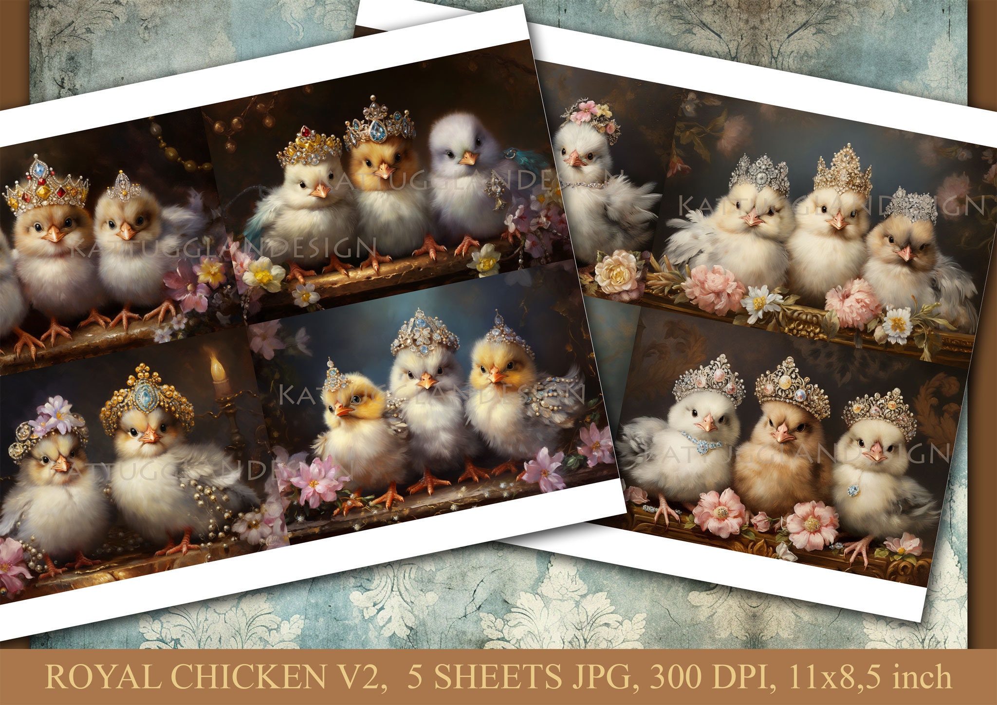 Royal Chicken V2 , Digital Download, Junk Journal, Scrapbooking, Clip ...