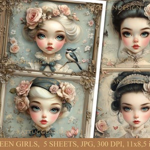 Queen Girls, Digital Download, Junk Journal, Scrapbooking, Clip Art ...