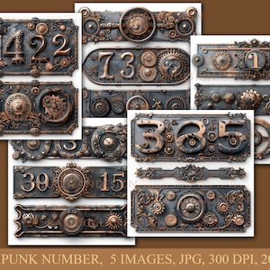 Steampunk Number, Digital Download, Junk Journal, Scrapbooking, Clip ...