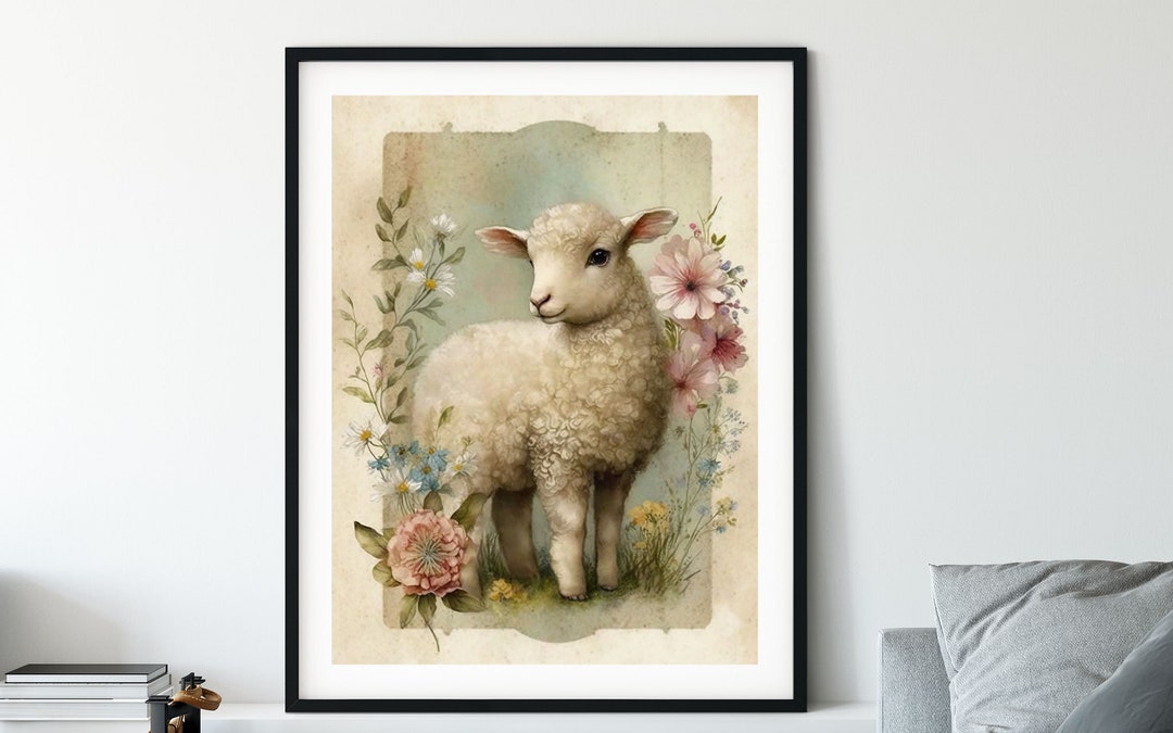 Lamb Old Paper, Watercolor, Digital Download, Commersiel Use, Print ...